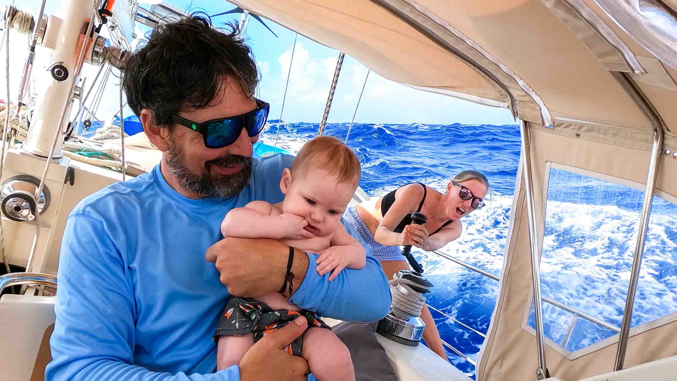FIRST SAIL beating into 30 knots!!! Do babies get seasick??? Sailing ...